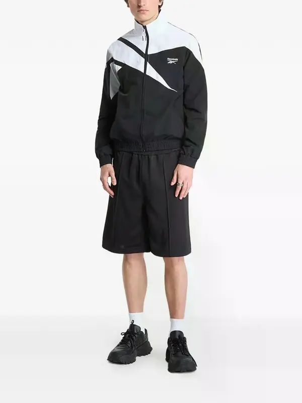 REEBOK Logo Embroidered Panelled Track Jacket - Black