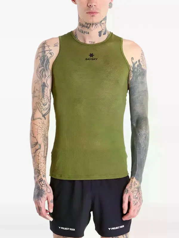 SAYSKY Logo Print Mesh Singlet - Green