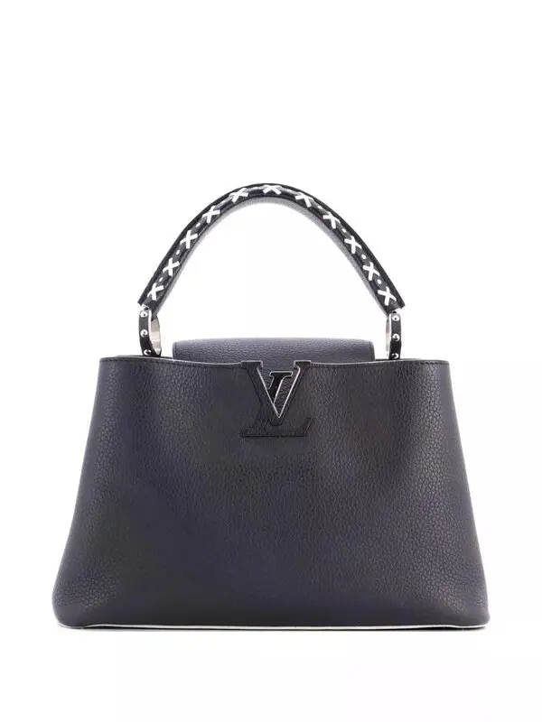 LOUIS VUITTON Capucines Bag In Leather With Whipstitch Detail Pm Satchel - Black