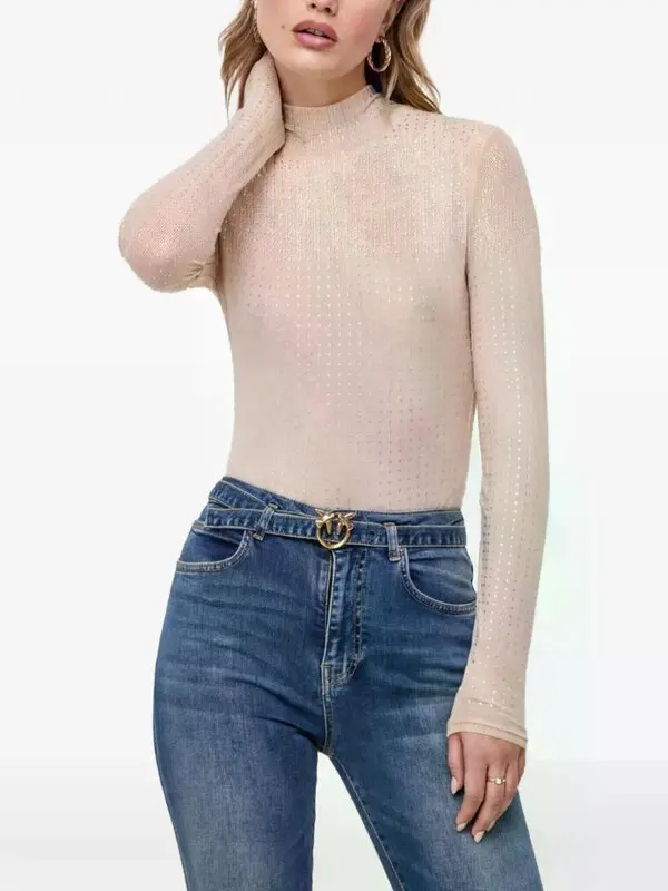 Bardot Embellished High-neck Top