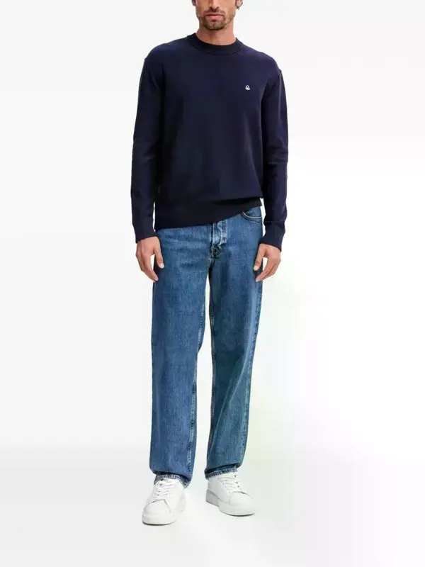 BENETTON Logo Embroidered Crew Neck Sweater