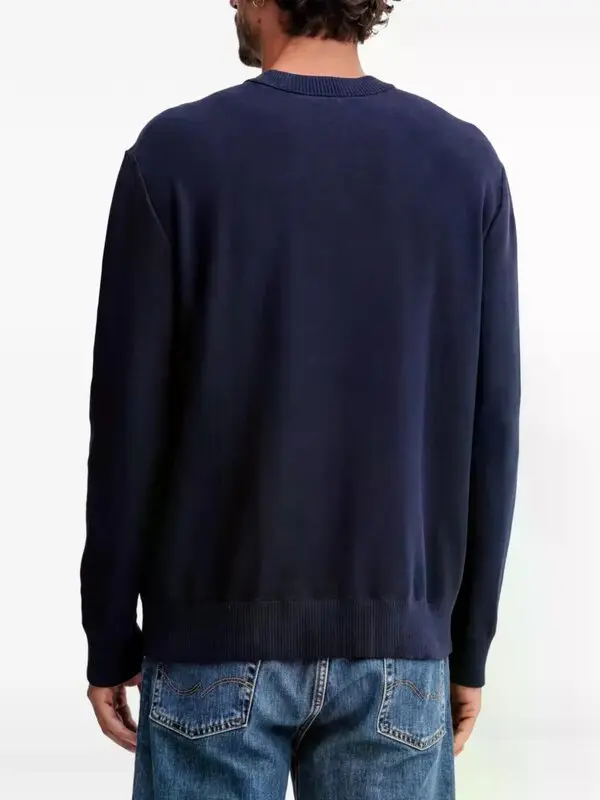 BENETTON Logo Embroidered Crew Neck Sweater