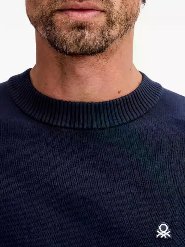 BENETTON Logo Embroidered Crew Neck Sweater