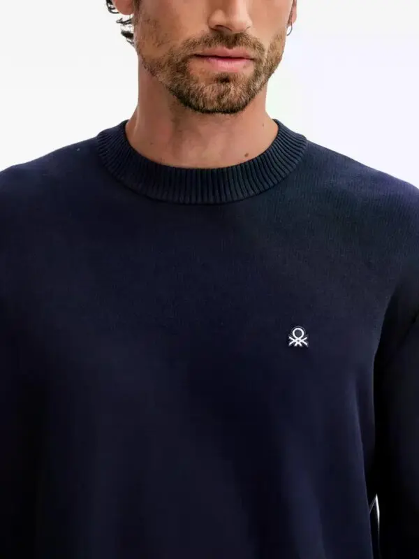 BENETTON Logo Embroidered Crew Neck Sweater