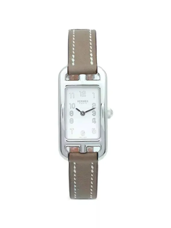 Hermès Nantucket 17mm Stainless Steel Watch With Leather Strap - White
