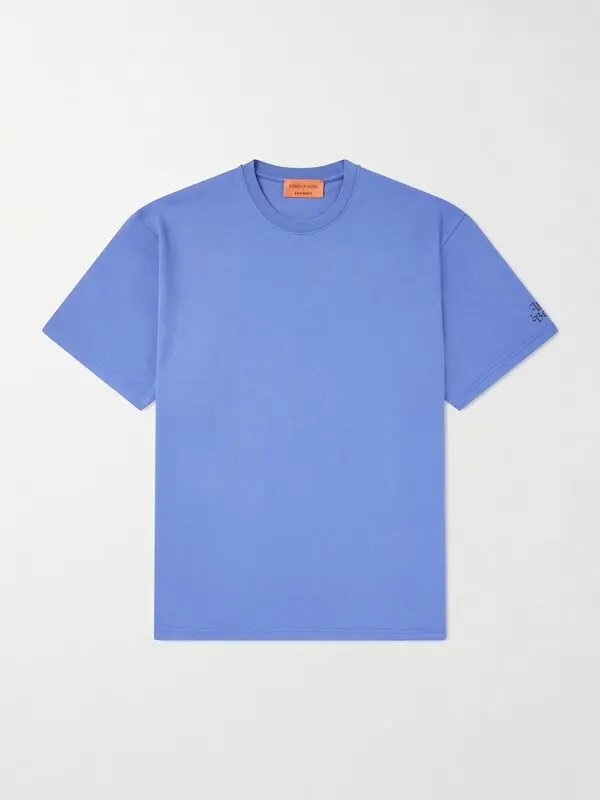 A KIND OF GUISE Basso Ciao A Tutti Logo-print Cotton-jersey T-shirt - Blue