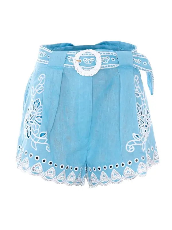 Farm Rio Linen Shorts - Blue