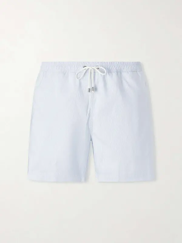 Sunspel Fine Striped Straight-leg Swim Shorts - Blue