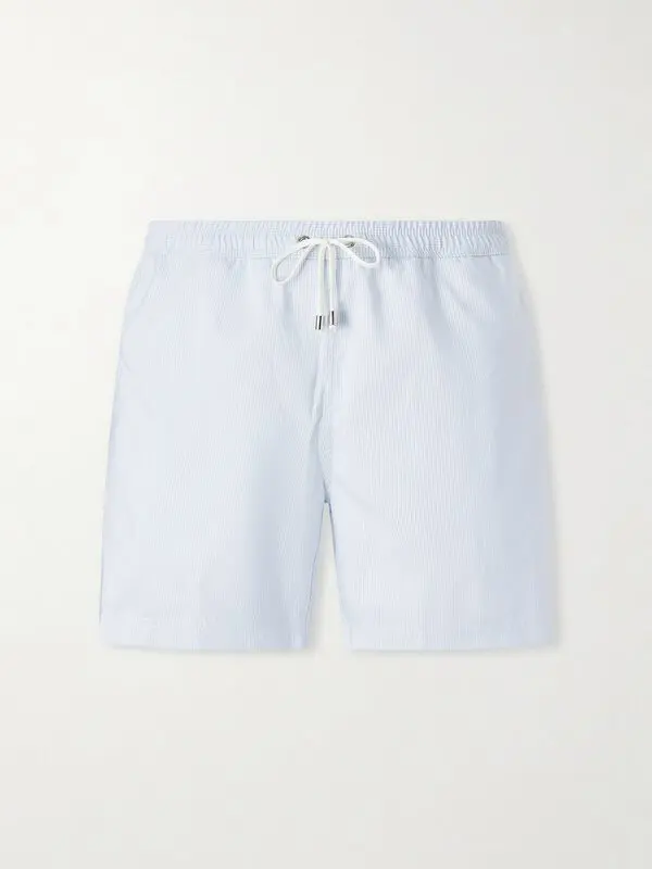 Sunspel Fine Striped Straight-leg Swim Shorts - Blue