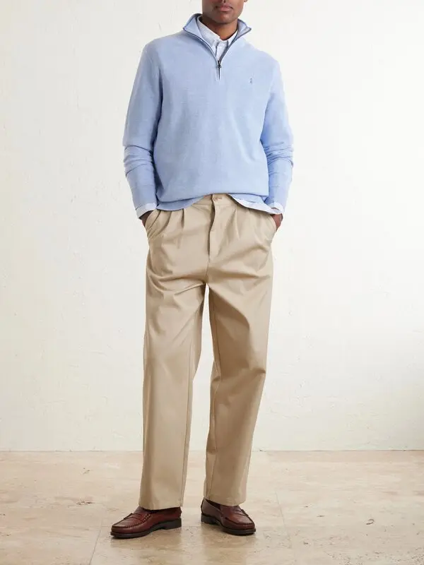 Polo Ralph Lauren Half-zip Mesh-knit Cotton Sweater