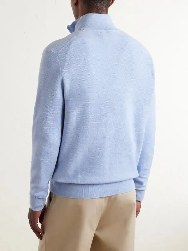 Polo Ralph Lauren Half-zip Mesh-knit Cotton Sweater