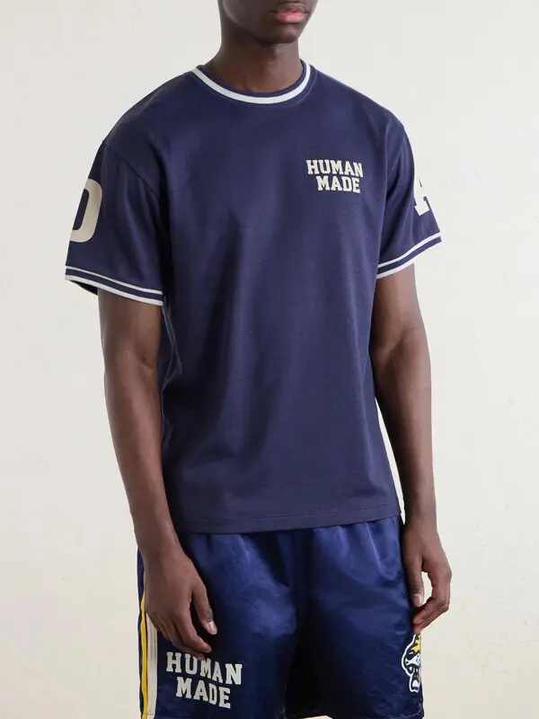 HUMAN MADE Logo-print Jersey T-shirt - Blue