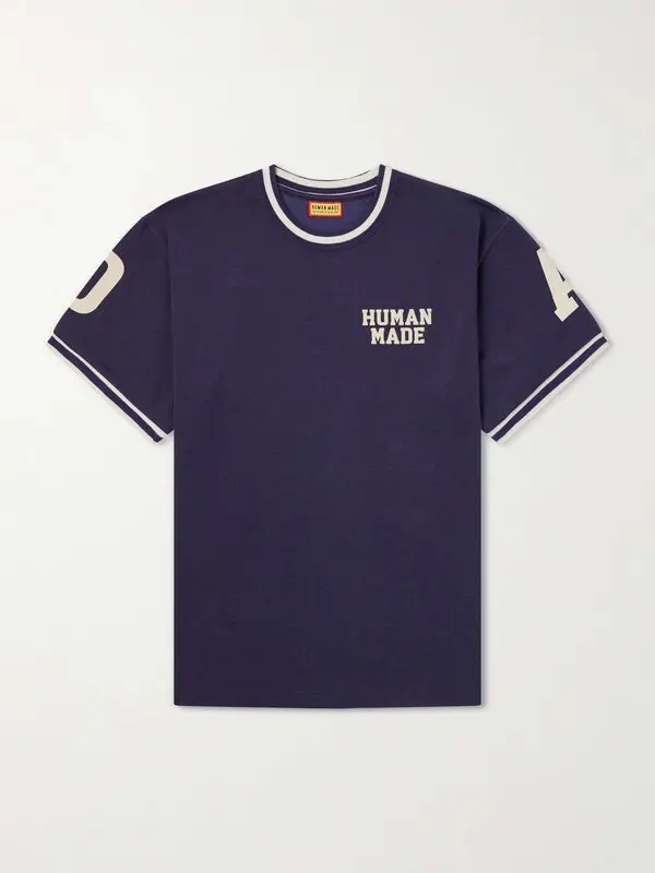 HUMAN MADE Logo-print Jersey T-shirt - Navy