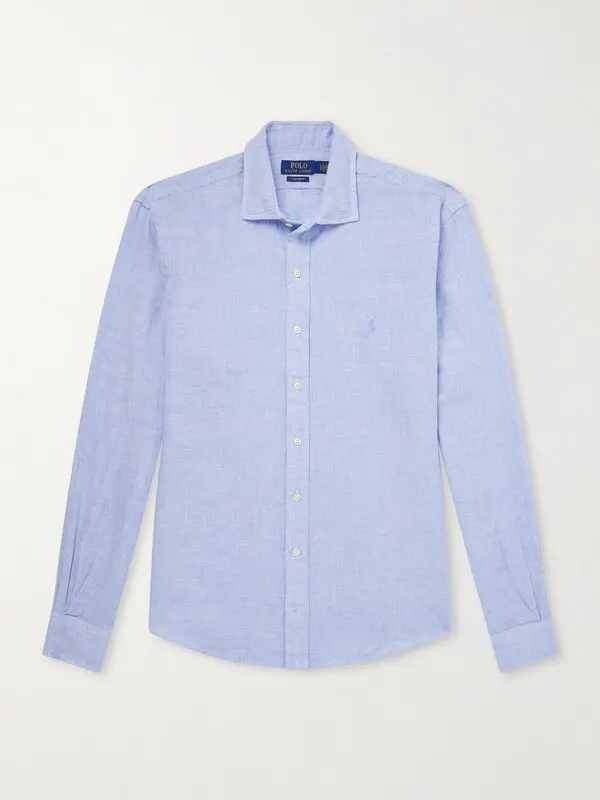 Polo Ralph Lauren Checked-woven Linen Shirt - Blue