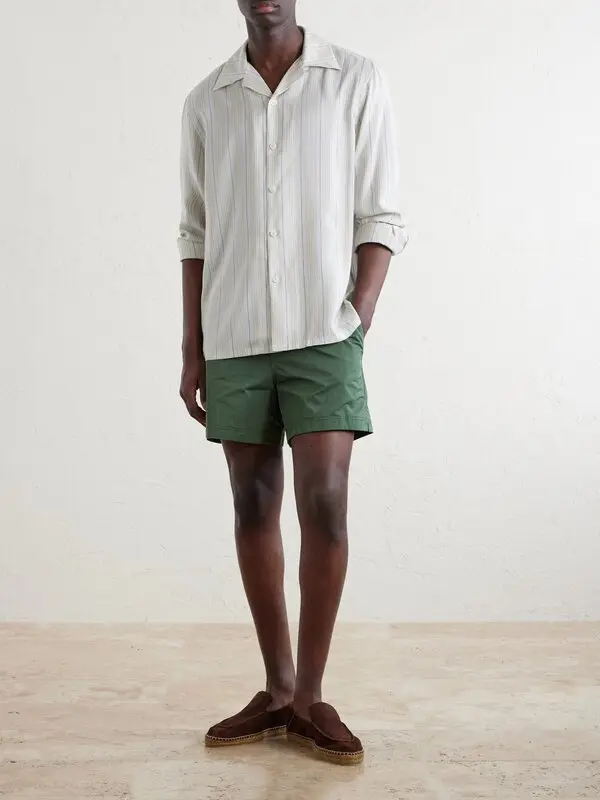 Zegna Striped Camp-collar Silk Shirt - Neutrals