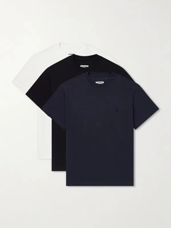 JIL SANDER Three-pack Logo-appliquéd Cotton-jersey T-shirts - Multi