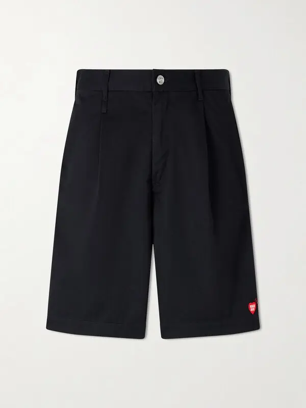 HUMAN MADE Skater Straight-leg Twill Shorts With Logo Detail - Black