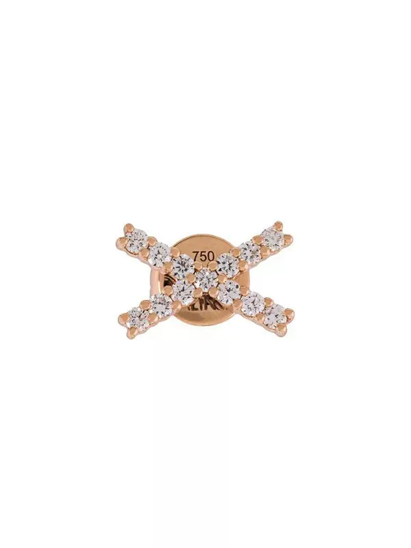 ALINKA 18kt Rose Gold Katia Diamond Cross Stud Earring - Metallic