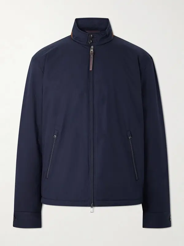 Polo Ralph Lauren Leather And Suede Trim Gabardine Jacket - Blue
