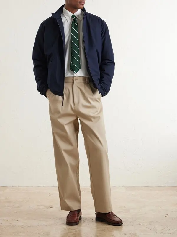 Polo Ralph Lauren Gabardine Jacket With Leather And Suede Trim - Blue