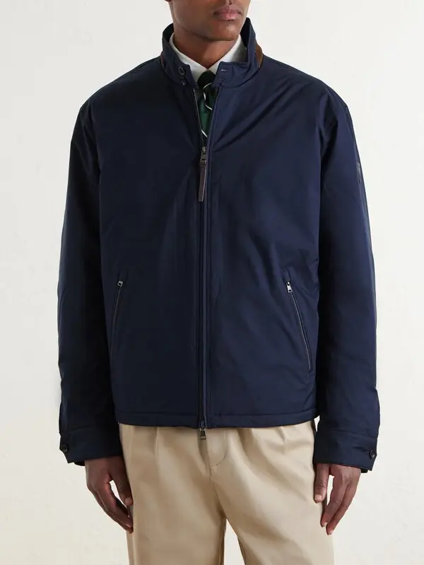 Polo Ralph Lauren Gabardine Jacket With Leather And Suede Trim - Blue