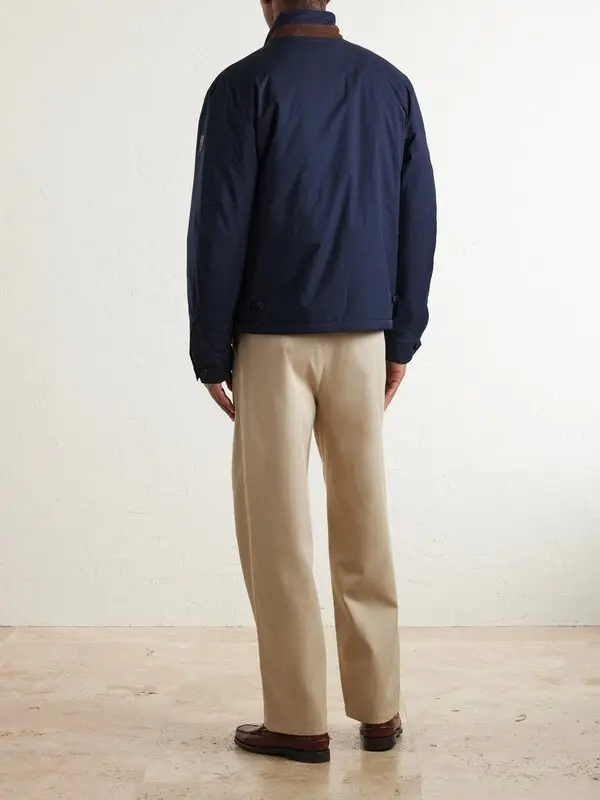 Polo Ralph Lauren Gabardine Jacket With Leather And Suede Trim - Blue