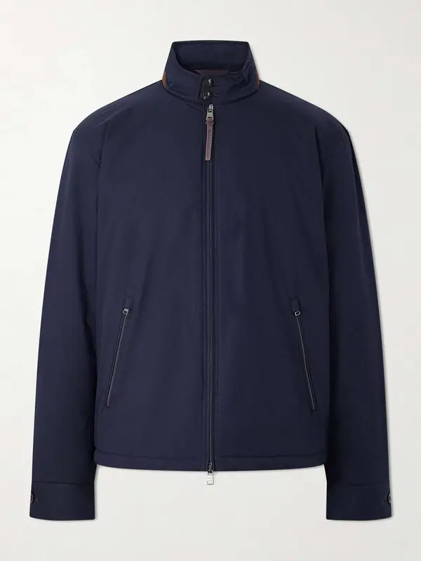 Polo Ralph Lauren Leather And Suede Trim Gabardine Jacket - Navy
