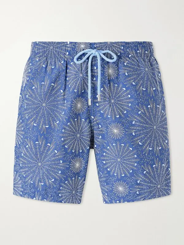 Vilebrequin Mistral Embroidered Straight-leg Swim Shorts - Blue