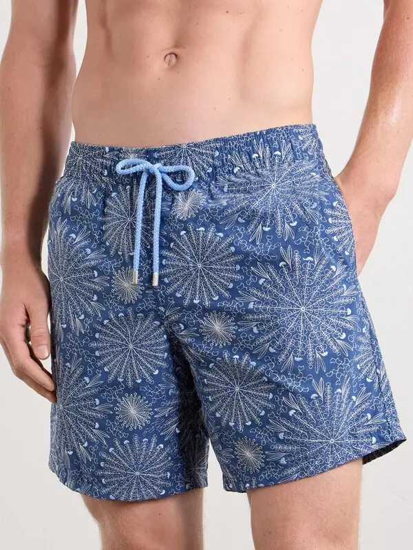 Vilebrequin Mistral Embroidered Straight-leg Swim Shorts - Blue