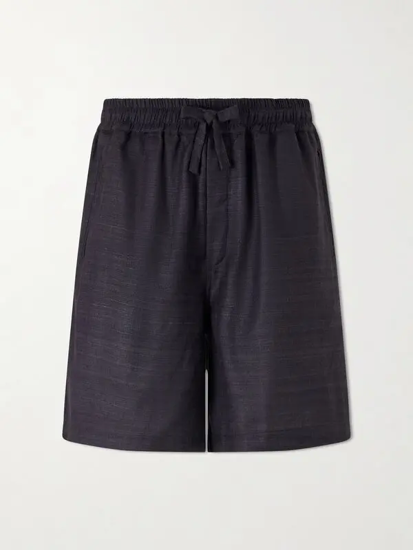 SAMAN AMEL Straight-leg Silk Shorts - Black