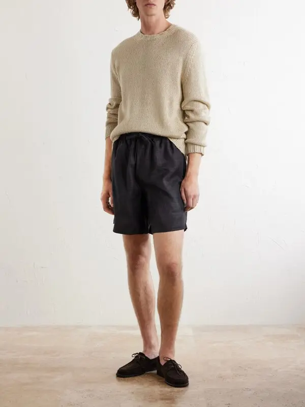 SAMAN AMEL Straight-leg Silk Shorts