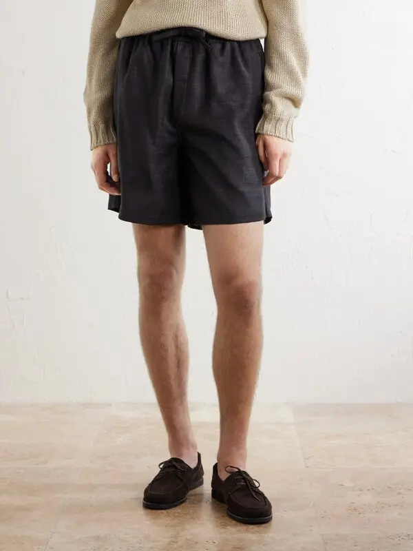 SAMAN AMEL Straight-leg Silk Shorts