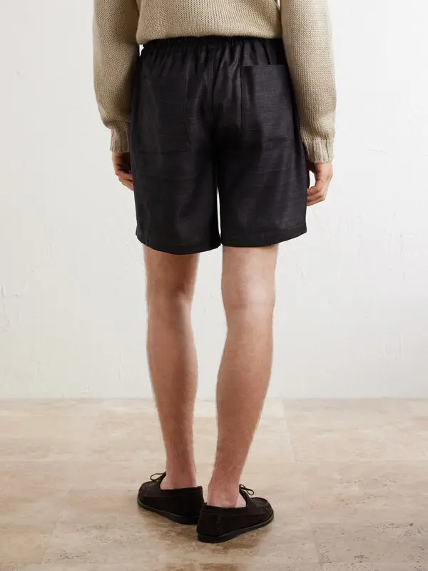 SAMAN AMEL Straight-leg Silk Shorts