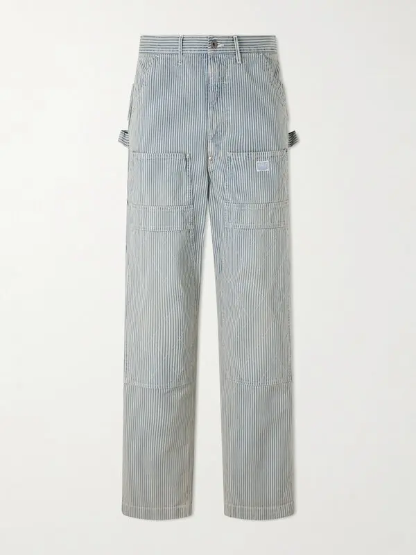 Kapital Liberty Hickoree Lumber Straight-leg Striped Cotton-canvas Trousers - Blue