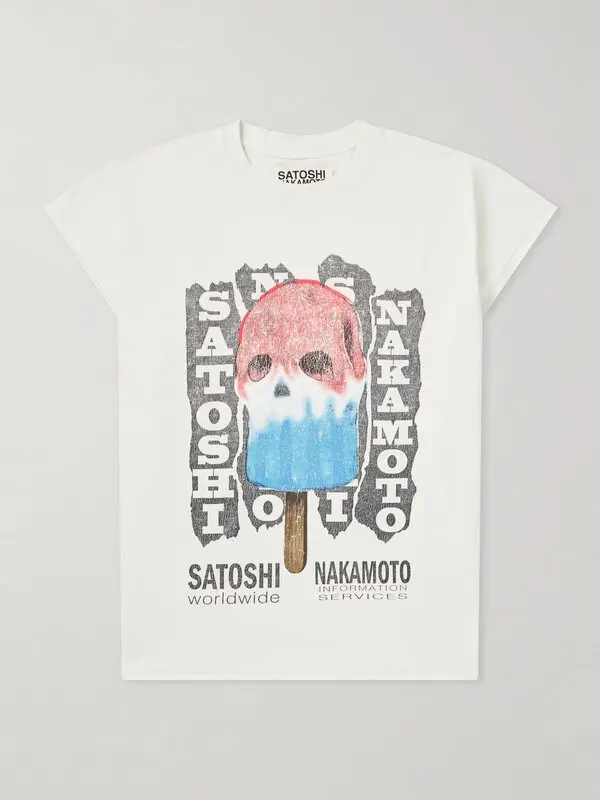 SATOSHI NAKAMOTO Info Services Logo-print Cotton-jersey T-shirt - White