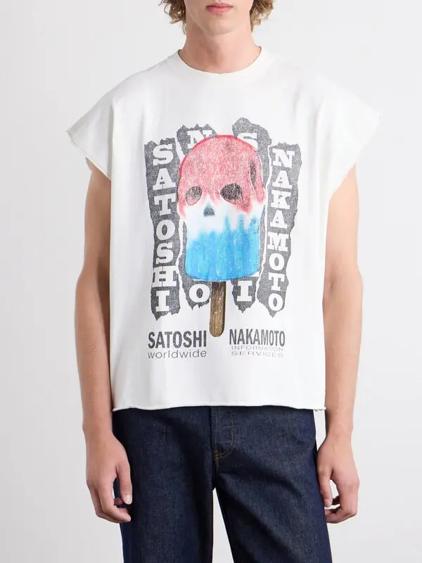 SATOSHI NAKAMOTO Info Services Logo-print Cotton-jersey T-shirt