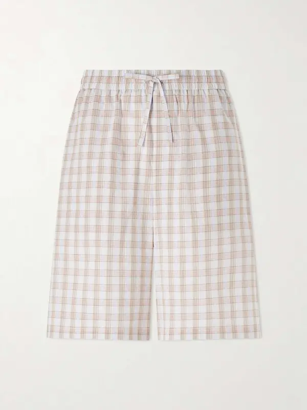 Loewe Paula's Ibiza Straight-leg Checked Cotton Shorts - Beige