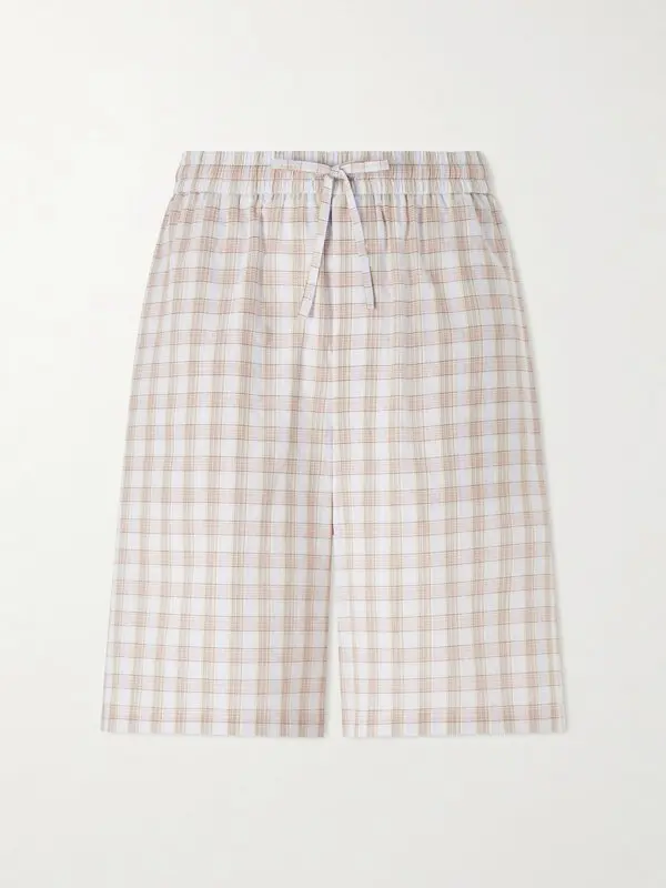 Loewe Paula's Ibiza Straight-leg Checked Cotton Shorts - Neutrals
