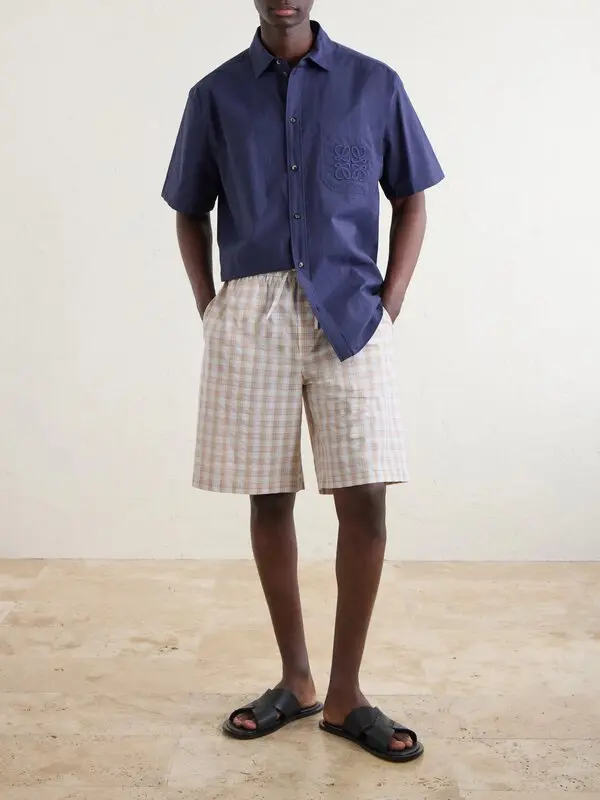 Loewe Checked Cotton Straight-leg Shorts