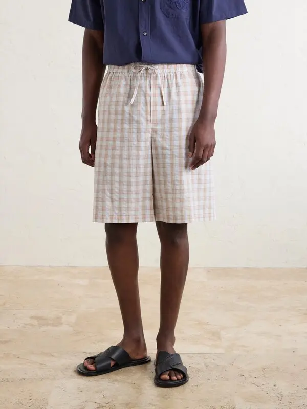 Loewe Checked Cotton Straight-leg Shorts