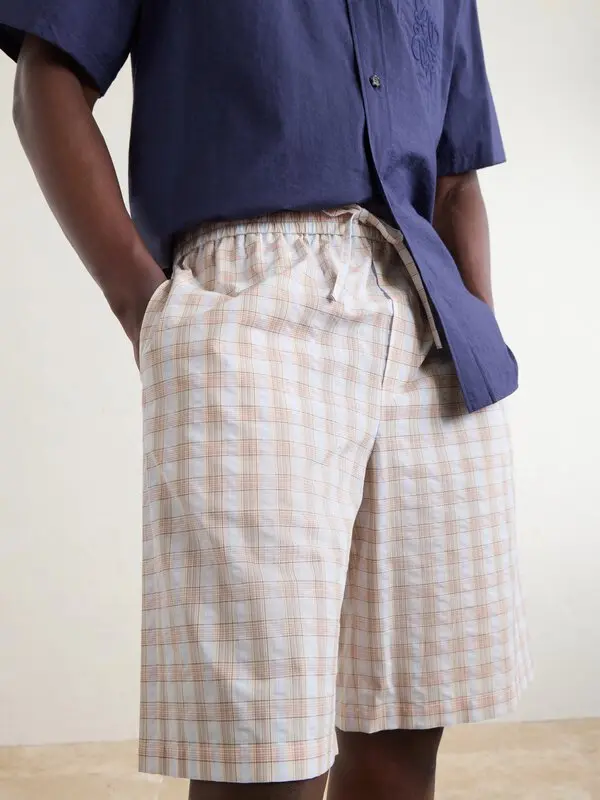 Loewe Checked Cotton Straight-leg Shorts