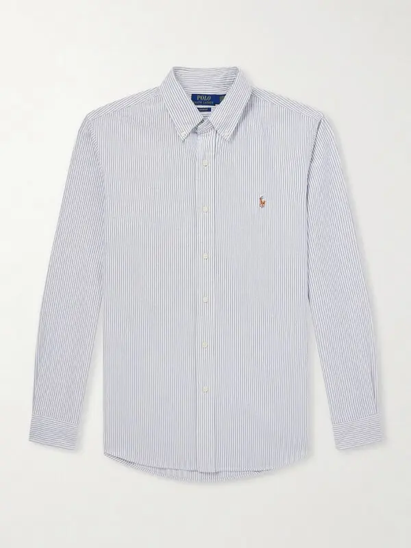 Polo Ralph Lauren Logo-embroidered Striped Cotton Shirt - Blue
