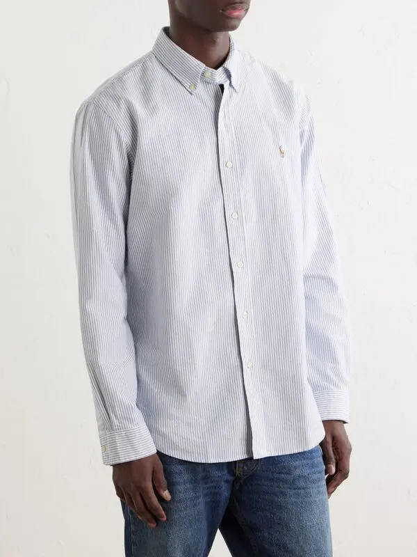Polo Ralph Lauren Logo-embroidered Striped Cotton Shirt - Blue