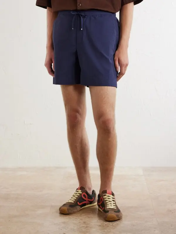 Loewe Straight-leg Cotton-blend Shorts - Blue