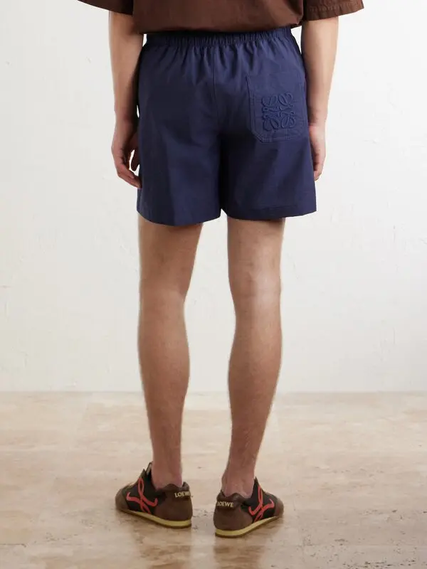 Loewe Straight-leg Cotton-blend Shorts - Blue