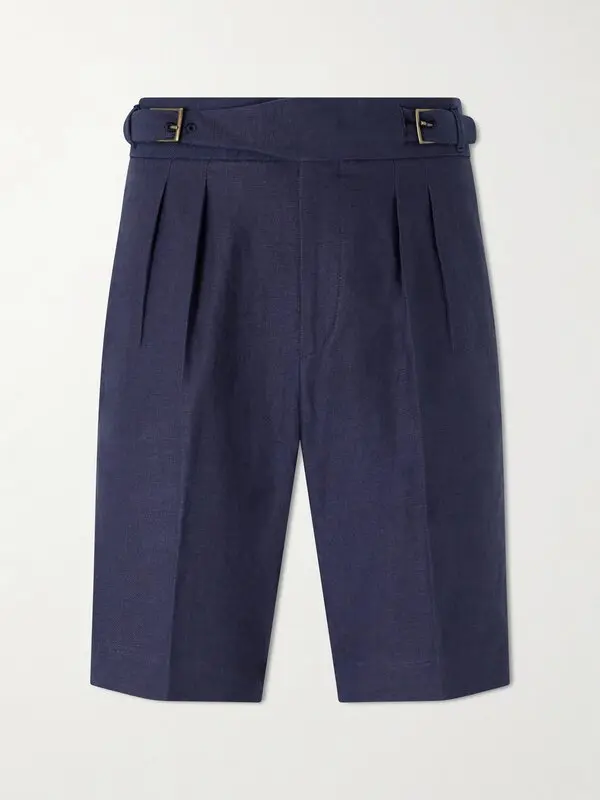 Anderson & Sheppard Gurkha Straight-leg Wool-blend Shorts - Blue