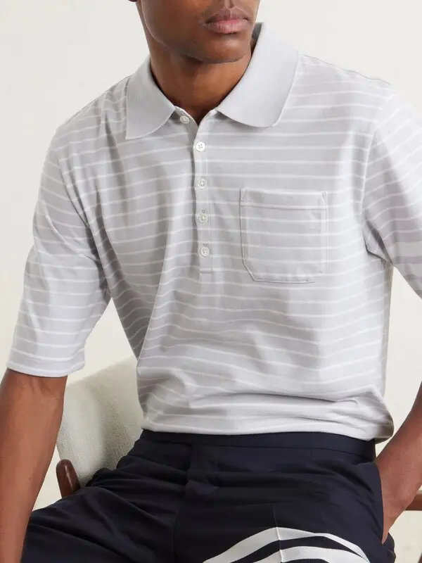 Thom Browne Striped Cotton-jersey Polo Shirt