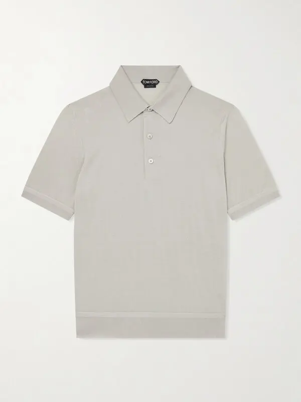 TOM FORD Cashmere And Silk-blend Polo Shirt - Gray