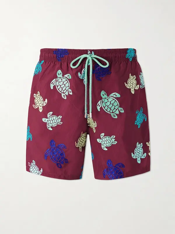 Vilebrequin Mistral Embroidered Straight-leg Swim Shorts - Red
