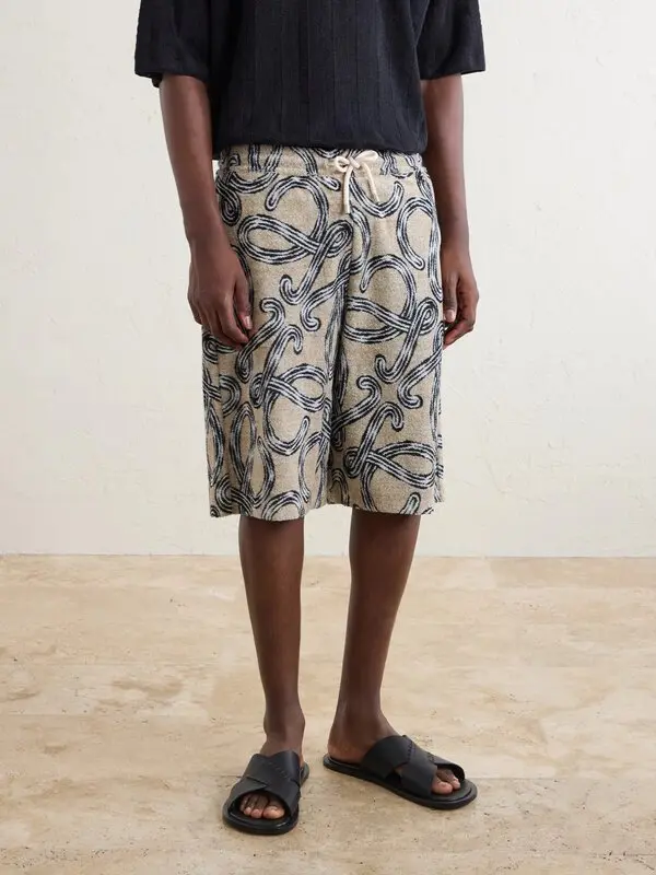 Loewe Straight-leg Printed Cotton-blend Shorts - Neutrals